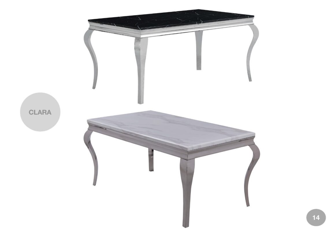 Clara Bone white Marble Top Dining Set - Cash And Carry Beds